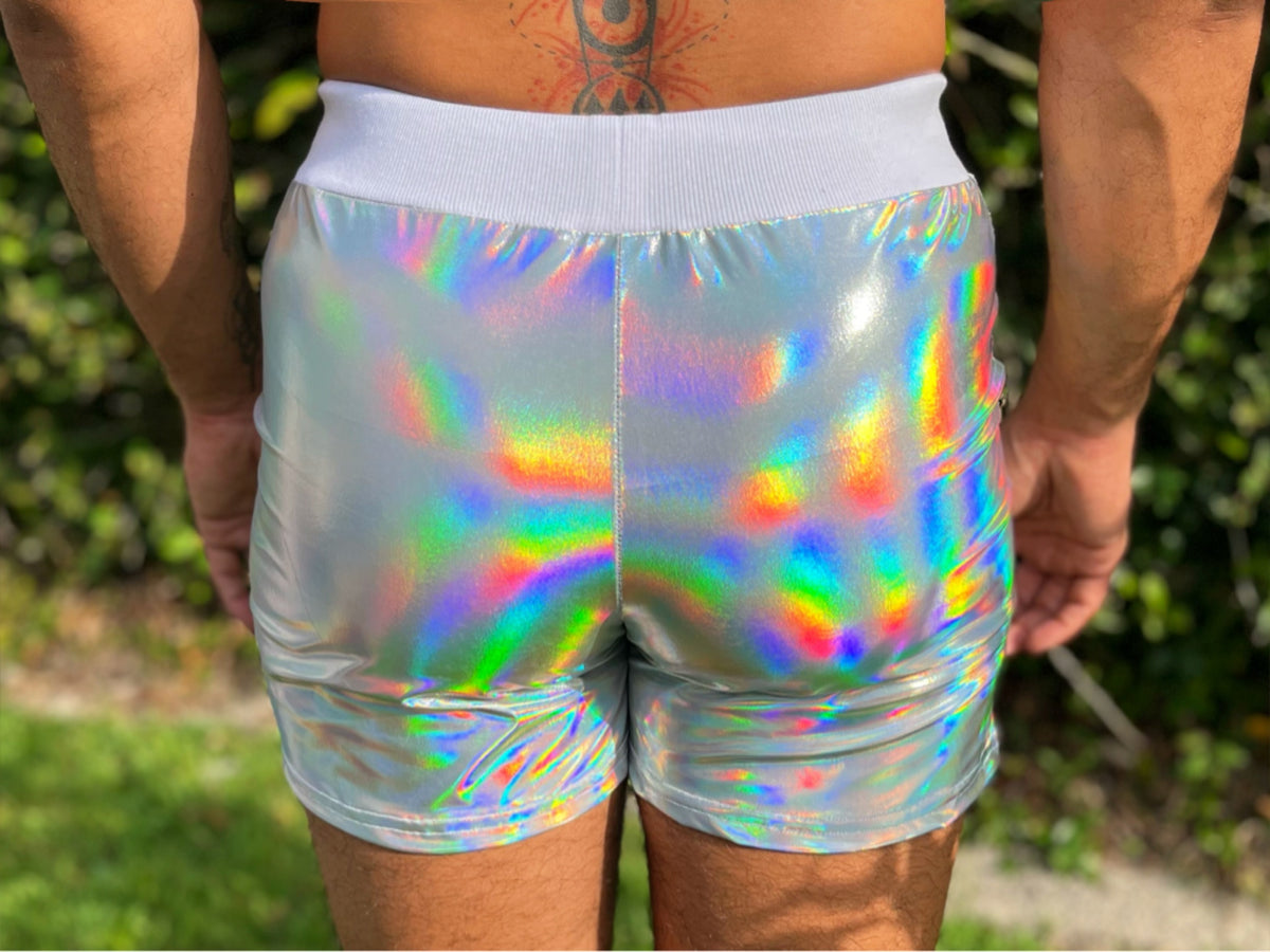 Holographic Racer Back Mens Tank Short Set Reflective Irridescent ...